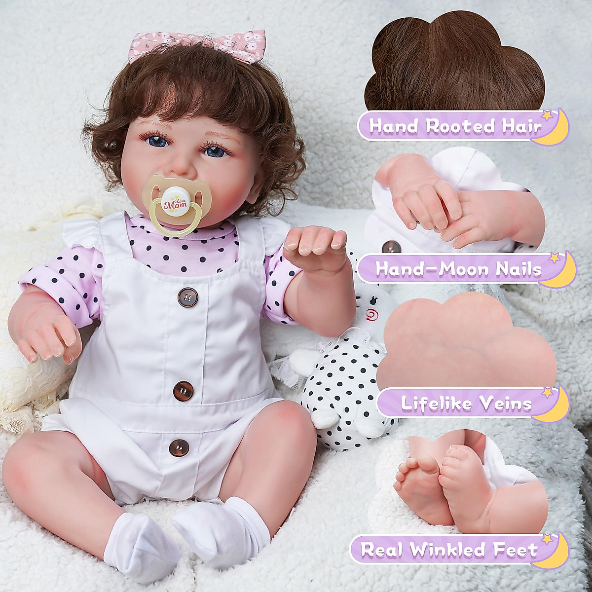 BABESIDE Reborn 20'' Cute Realistic-Newborn Soft Vinyl Real Life Baby Dolls for Little Girls with Accessories Set