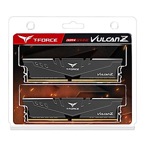 TEAMGROUP T-Force Vulcan Z DDR4 DRAM 16GB Kit (2x8GB) 3200MHz Desktop Memory Module (PC4-25600) CL16 Ram (Gray) - TLZGD416G3200HC16FDC01