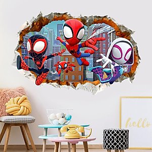 Spider and His Best Friends Sticker Children's Cartoon Bedroom Background Wall Decoration Wall Sticker PVC (1)