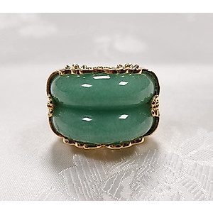 Hanbok Ring Jade Korea Traditional Accessory Woman Junior Natural Light Green Size Adjustable R002 Gold