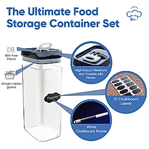 Airtight Extra Large Food Storage Containers - Set of 4, All Same Size - Kitchen & Pantry Organization - Cereal, Spaghetti, Noodles, Pasta, Flour and Sugar Containers - Plastic Canisters with Lids