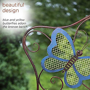 Alpine Corporation Butterfly Bench, 45"L x 23"W x 39"H, Blue,bronze