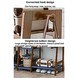 ZJDU Bamboo Clothes Hanging Rack,Portable Closet Organizer,Free Standing Closet Organizer,Heavy Duty Clothe Closet Storage with Shelves,for Bedroom Guest Room,80×40×140cm