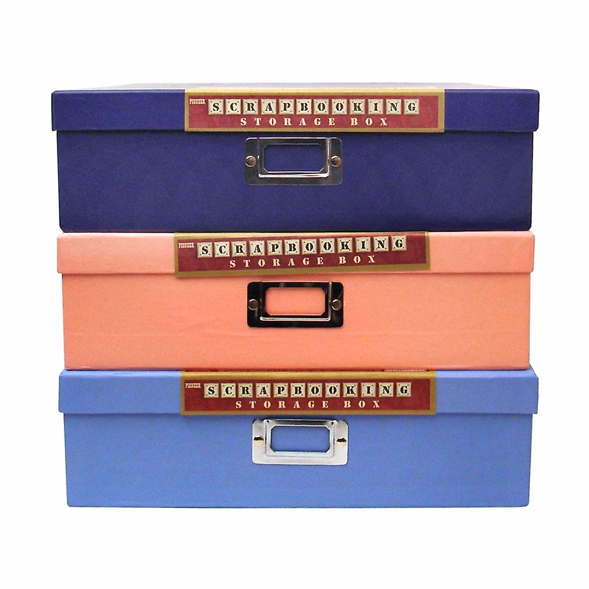 Pioneer Photo Album Scrapbooking Storage Box with Solid Color Exterior, 13.25"W x 14.75"L x 4"H (Bright Green)