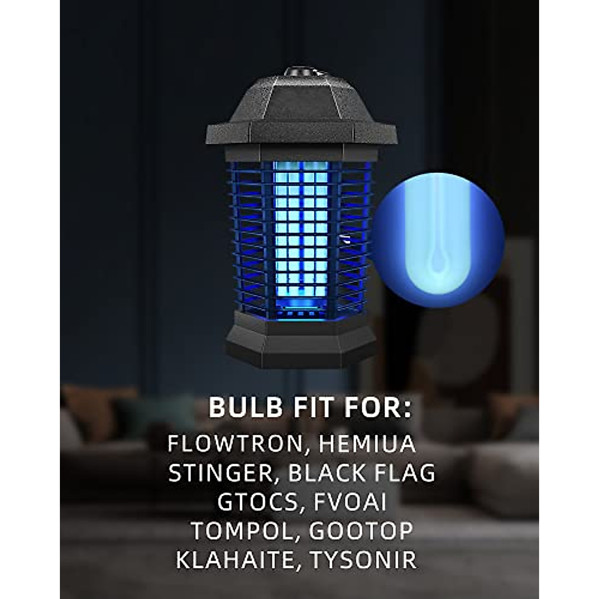 7.5 Inch Bug Zapper Replacement Bulb 15 Watt for Flowtron BK-15D BF-35 Black Flag BZ-15 BB-15WHT Stinger UV15, FP15, TZ15 B1515-4