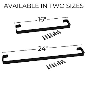 Aesthetic Bathroom Towel Bar for Wall Mount – Space Saving and Easy to Install 16" Towel Holder Rack - Stylish Minimal Rod to Enhance Your Modern/Farmhouse Bathroom Decor - Matte Black
