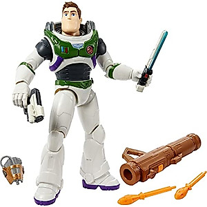 Mattel Lightyear Toys 12-in Action Figure with Accessories, Buzz Lightyear with 4 Gear Up Accessories