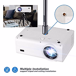 Living Enrichment Mini Projector, Built-in Dual Speaker and Full HD 1080p Movie Video Projector, 50000 Hours Life LED, Compatible with TV Stick, Video Games, HDMI, USB, TF, VGA, AUX, AV
