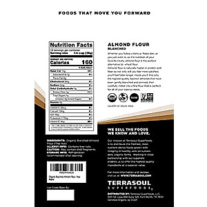 Terrasoul Superfoods Organic Almond Flour, 1 Lb - Fine Texture | Grain-Free | Gluten-Free | Perfect for Keto Baking