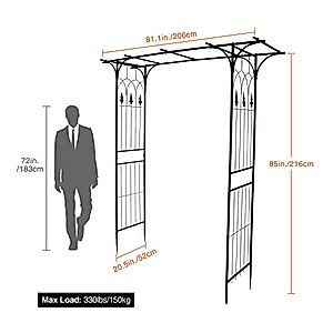 Stonehomy Metal Garden Arch for Climbing Plants, Heavy Duty Metal Garden Arbor for Outdoor Garden Wedding Ceremony, Party and Backyard, 7 Feet