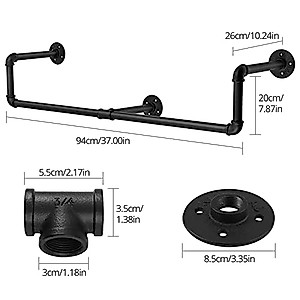 Tanice Industrial tube hanger wall-mounted 98cm, detachable retro industrial cylindrical clothes rail, suitable for bedroom, living room, kitchen