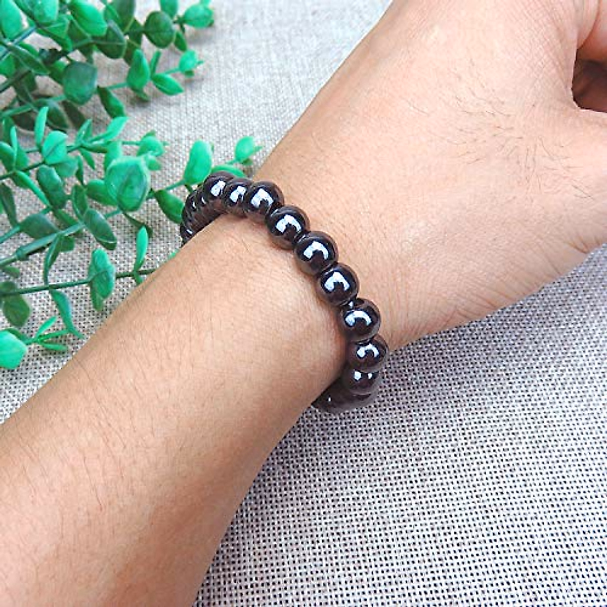 FORUBUS Black Obsidian Hematite Stretch Bracelet, Stacking Hematite Beaded Bracelet for Women Men Jewelry