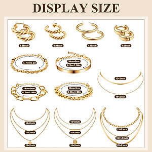 Tiamon 12 Pcs Gold Silver Jewelry Sets for Women Layered Set of Earring Necklace Bracelets for Teen Girl Men Jewelry Gifts(Gentle Style)