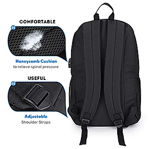 Pawsky Skateboard Anime Luminous Backpack School Backpack with USB Charging Port, Anti Theft Lock and Pencil Case for Teen Boys and Girls, College School Bookbag Lightweight Laptop Bag, Black