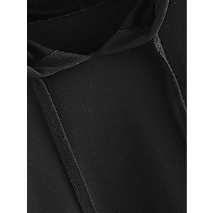 SweatyRocks Women's Long Sleeve Hoodie Crop Top Cat Print Pullover Sweatshirt Black#2 M