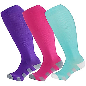 Wide Calf Compression Socks for Women & Men Extra Large Size Support Socks for Nurses Running Pregnant Travel, 15-20 mmHg