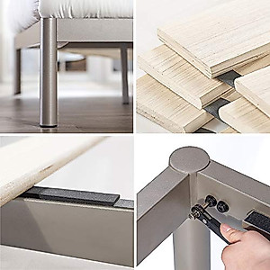 ZINUS Avery Platform Bed with Reclining Headboard / No Box Spring Needed / Cushioned Adjustable Headboard with Customizable Height / Easy Assembly, Beige, King