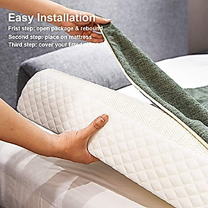 Shinnwa Bed Bumpers for Toddlers (2-Pack) Memory Foam Bed Rail for Toddlers & Adults, Safety Rail Guard for Queen, King, Full Bed, Sleep Long Pillow Pads with Non-Slip Bottom & Machine Washable Cover