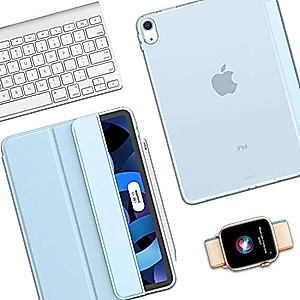 iMieet iPad Air 5 Case 2022/iPad Air 4 Case 2020 - iPad Air 5th/4th Generation Case 10.9 Inch Lightweight Slim Cover with Translucent Frosted Hard Back [Support Touch ID](Sky Blue)