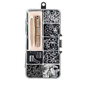 Eyeglass Repair Kit with Box- 50pcs Nose Pad Screws, 35 Pairs of Soft Silicone Nose Pads, Non-Slip Ear Hook, Tweezer,Screwdriver & Cleaning Cloth - for Glasses, Sunglasses Nose Pad Replacement Kit