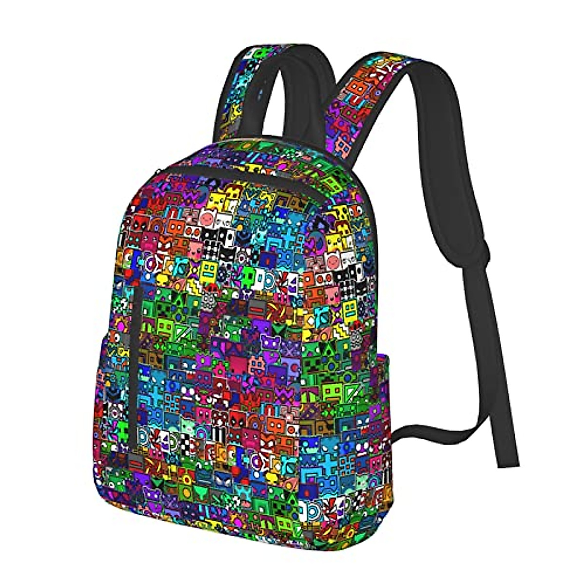 Geometry Dash Travel Backpack Multipurpose For Kids Teens Unisex Casual Daypacks Laptop Bookbag Outdoor Black