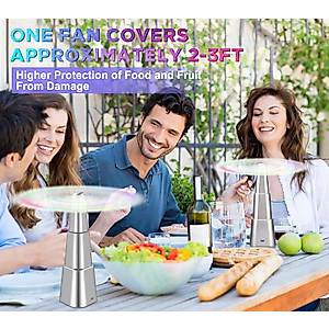 chemotex Fly Fan for Tables Fly Fan for Outdoor Keeps Flies Away Fly Repellent Fans for Outdoor Table Top Bug Repellent Fan with Holographic Blades for Outside, Picnic (Silver, 3Packs)