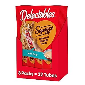 Hartz Delectables Squeeze Up Interactive Lickable Wet Cat Treats for Adult & Senior Cats, Tuna, 4 Count (Pack of 8)