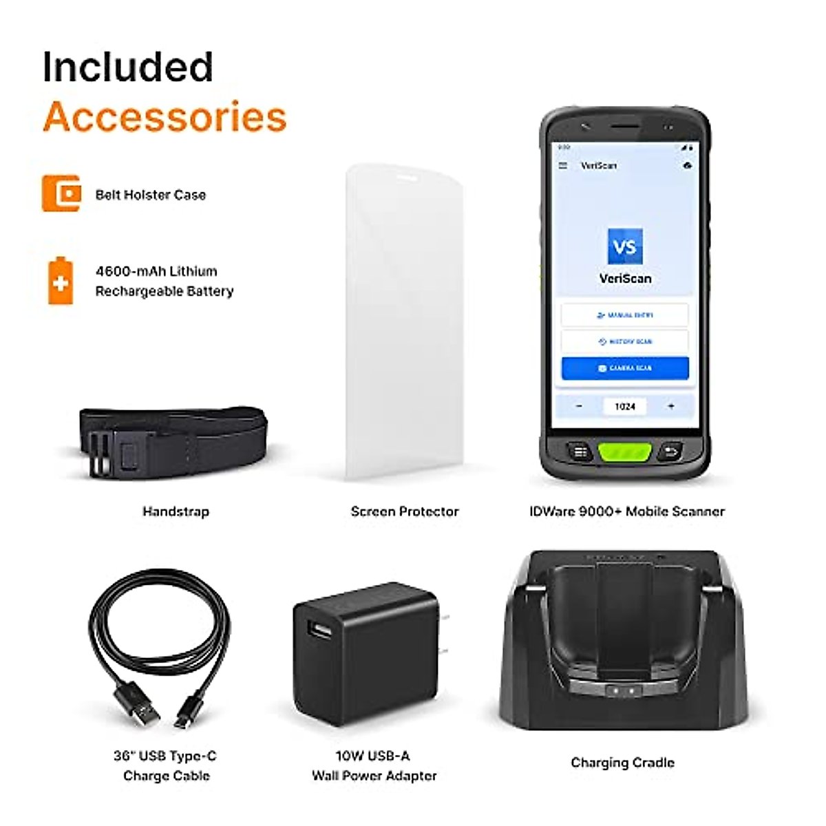 IDWare 9000 Handheld ID Scanner - ID, Drivers’ License, Age Verification & Passport Scanner with Veriscan Premium Software - Sync Multiple Devices