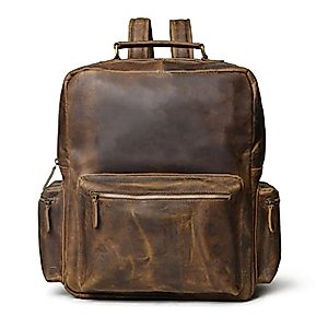 Timester leather backpacks full grain leather laptop backpack for school travel backpacks for women.