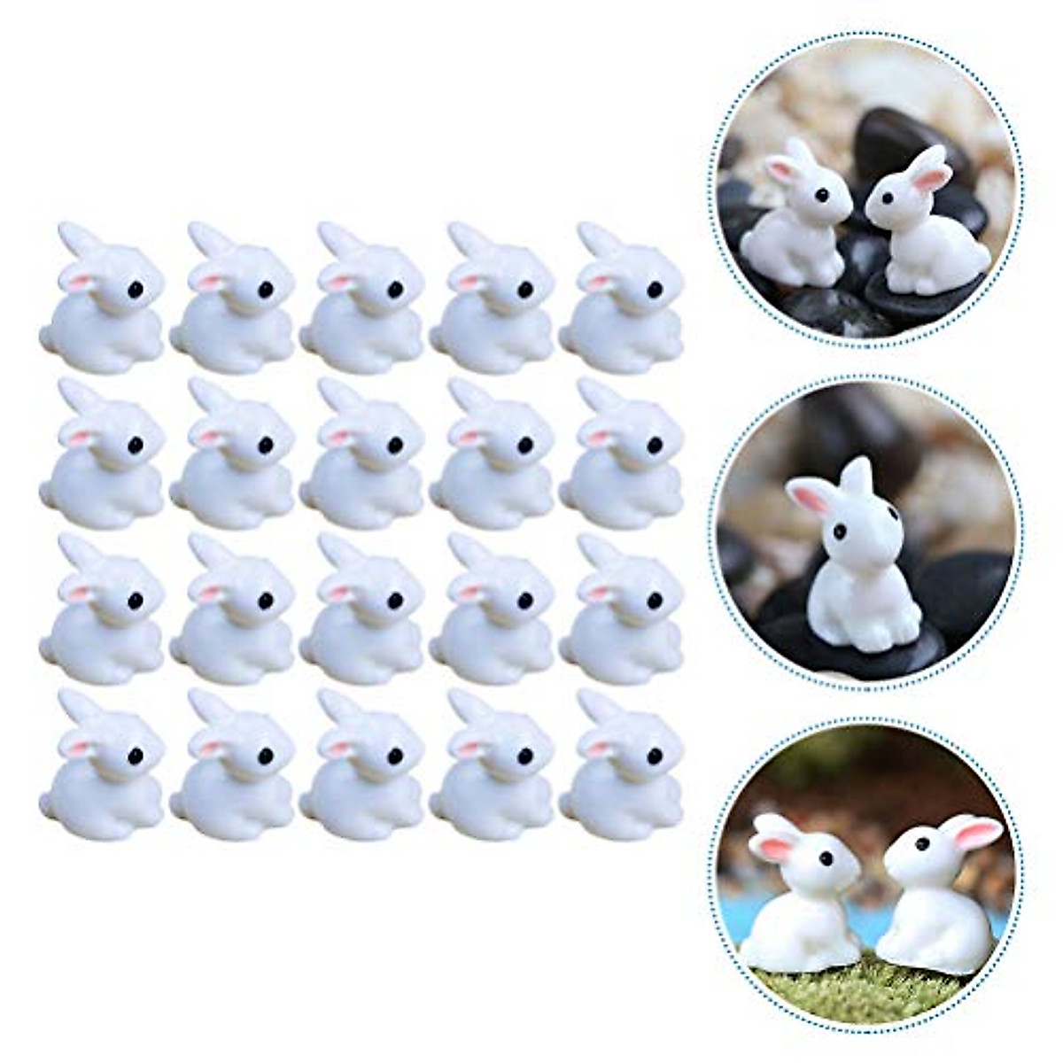 Hemoton Bunny Rabbit Miniature 20pcs Micro Landscape Ornament White Resin Mushroom Figure Mushroom Accessories