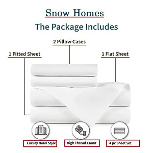 snowhomes 4-Pcs Bed sheets-800-Thread Count 100% Egyptian Cotton Bedding Set Lavender Full Size Sheets, Long Staple Cotton Fitted Sheet with Pillowcase, Fits Mattress Upto 15" Deep Pockets