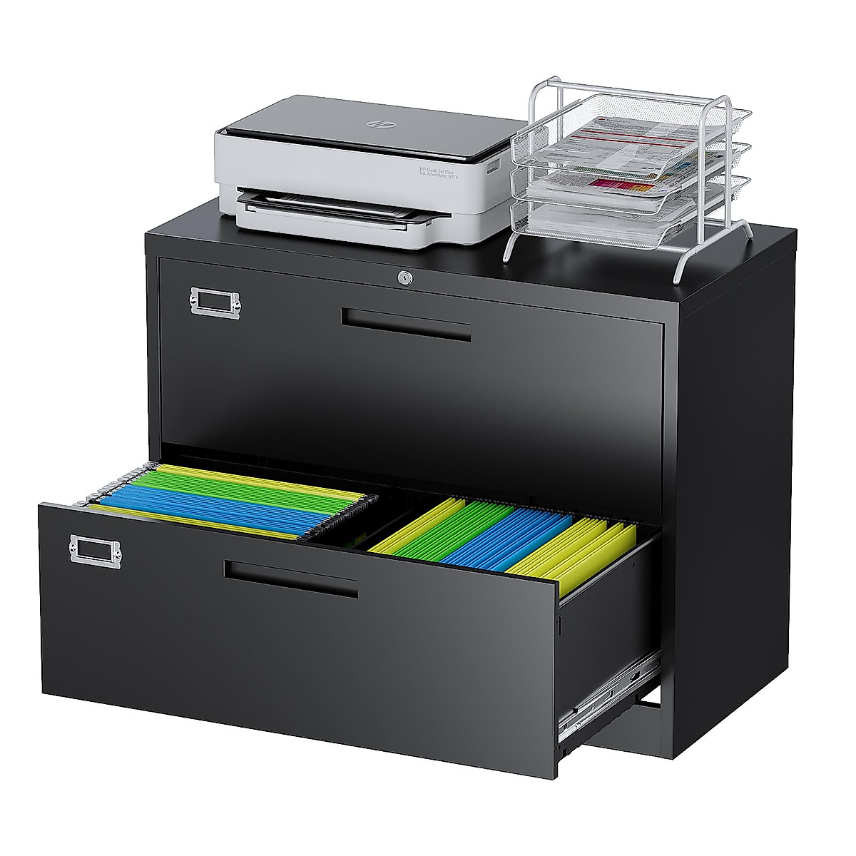 Letaya File Cabinets,2 Drawer Metal Lateral Filing Organization Cabinets with Lock,Home Office for Hanging Files Letter/Legal/F4/A4 Size(2 Drawer-Black)