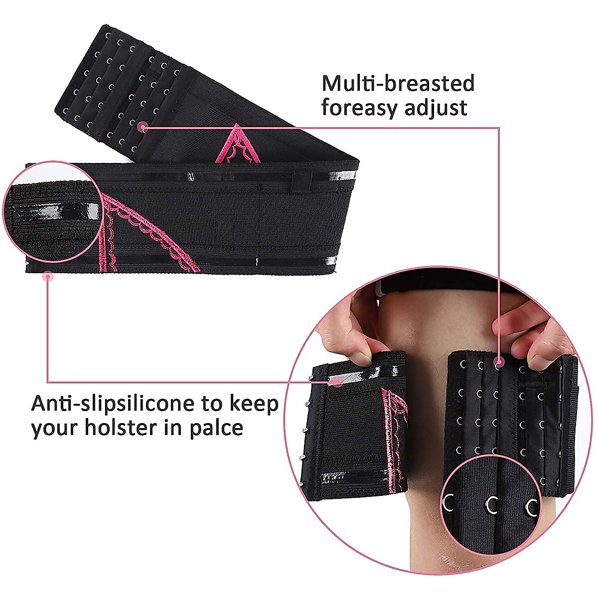 Conceal Carry Ankle Holster Gun Thigh Holster Leg for Women Sexy Hi'd'den Under Dress/Shorts Adjustable Ladies Pistol Holster Tactical for Weapons 380 Revolver Bag,Pink
