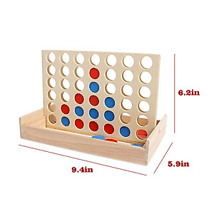 TENGTUNG Wooden 4 in A Row Board Games Line Up 4 Connect Games for Travel Board Games Foldable Classic Family Fun Toy for Kids and Adults (Travel Size)