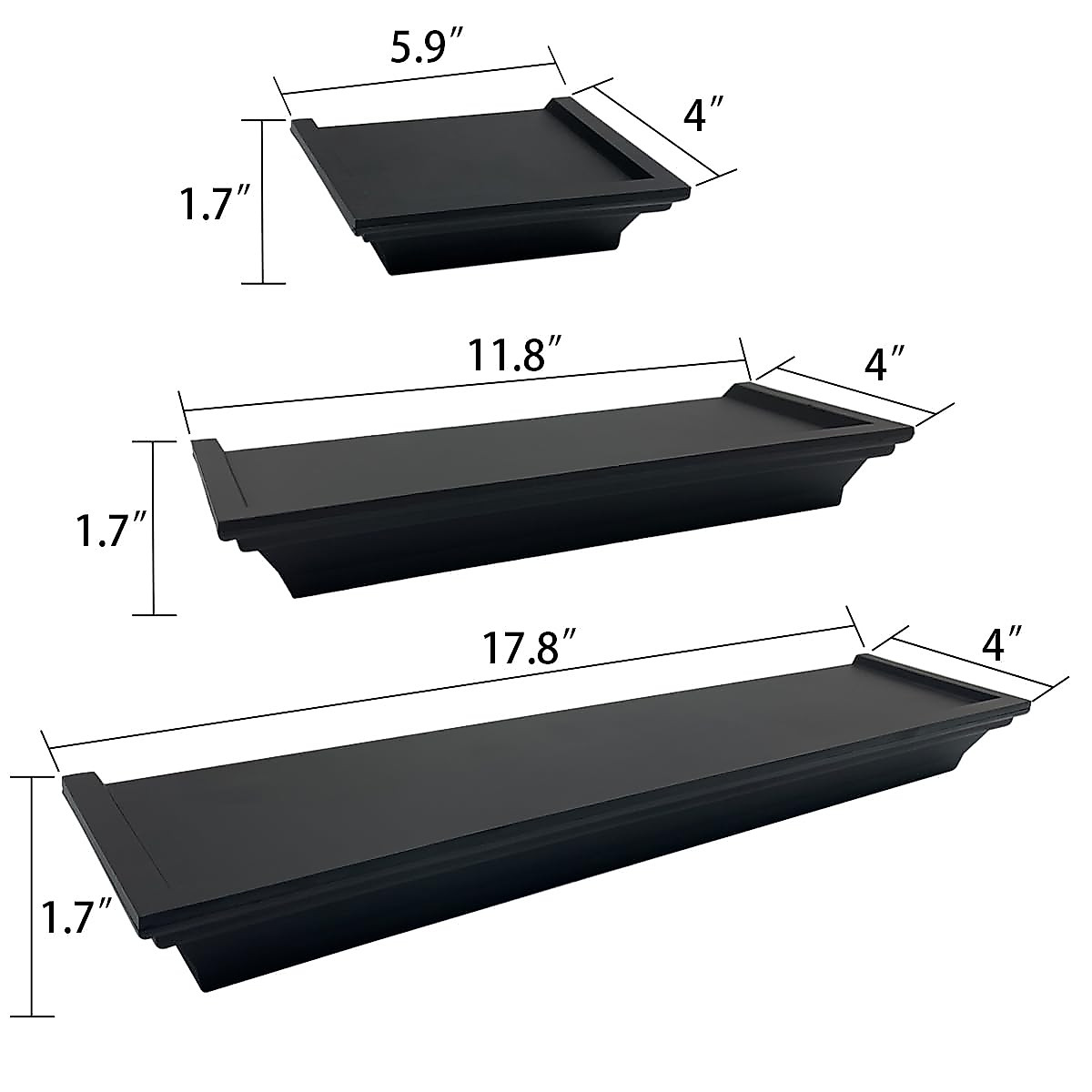 jomajo Floating Shelves for Room Decor, Shelves for Wall Storage, Wall Mounted Shelf for Plants,Books, Small Wall Shelves for Bedroom，Bathroom，Living Room，Kitchen（Black Set of 5）