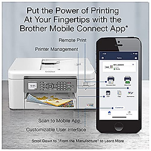 Brother INKvestment Tank MFC-J4335DWB Wireless Color All-in-One Inkjet Printer, White - Print Copy Scan Fax - 20 ppm, 4800 x 1200 dpi, Auto Duplex Printing, 20-Sheet ADF, CBMOUN Printer Cable