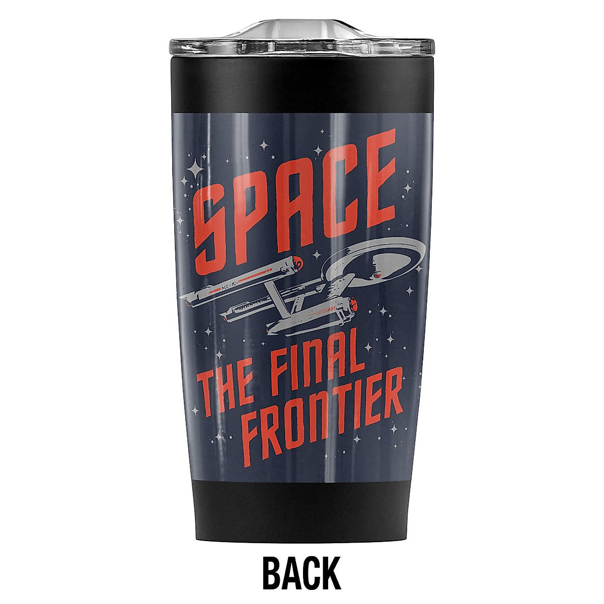 LOGOVISION Star Trek Space The Final Frontier Stainless Steel Tumbler 20 oz Coffee Travel Mug/Cup, Vacuum Insulated & Double Wall with Leakproof Sliding Lid | Great for Hot Drinks and Cold Beverages