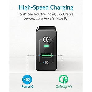 Quick Charge 3.0, Anker 18W 3Amp USB Wall Charger (Quick Charge 2.0 Compatible) Powerport+ 1 for Anker Wireless Charger, Galaxy S10e/S10/S9/S8/Plus, Note 9/8, LG V40/V30+, iPhone, iPad and More