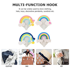 Cabilock 4Pcs Adhesive Rainbow Hook Drill Wall Hangers Hooks Waterproof Sundries Key Organizer Hook for Home Office Bedroom