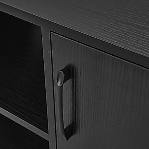 Panana TV Stand Television Stands TV Console Unit with Shelf and 2 Doors Storage Cabinets for Living Room Bedroom for TVs up to 70 Inches (Black, 62.99 inch)