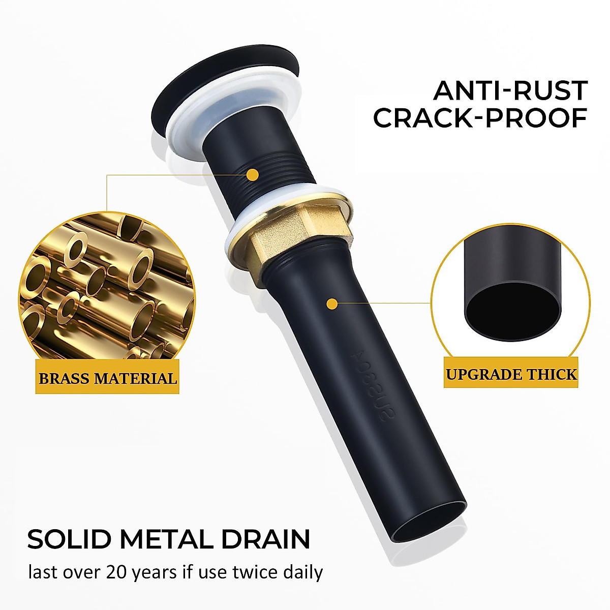 Yodel Faucet Matte Black Bathroom Vessel Sink Faucet Waterfall Spout Tall Single Hole with Metal Anti-Clogging Hair Catcher Pop Up Drain Without Overflow Lavatory Vanity Faucets