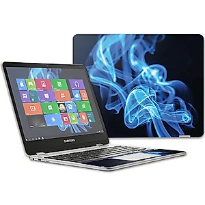 MightySkins Skin Compatible with Samsung Chromebook Plus 12.3"(2017 - Blue Flames | Protective, Durable, and Unique Vinyl Decal wrap Cover | Easy to Apply, Remove, and Change Styles | Made in The USA