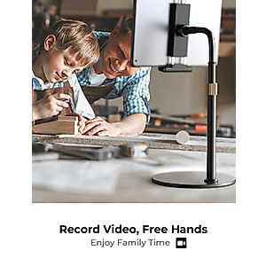 LISEN for iPad Stand for Desk Portable Monitor Stand Adjustable Tablet Stand, Thick Case Friendly iPad Pro Holder Fits(4.7"-15.6") iPad Pro 12.9/10.9/10.2 Air Mini 4 3 2 Fire Tab Nexus Kindle, Black