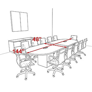 Modern Racetrack Cube Leg 12' Feet Conference Table, OF-CON-CQ14