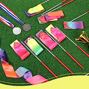 Yilloog 50 Pcs Ribbon Dancing Wands Party Favors, 78.7 Inch Gymnastics Ribbon Streamers Rainbow Artistic Ribbon Dancer Twirling Wands, Rainbow Birthday Decorations (Rainbow,Gradient Style)