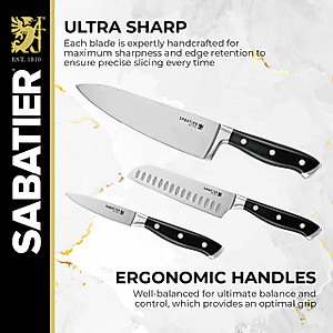 Sabatier Forged Triple Rivet Knife Block Set, 16-Piece, Black