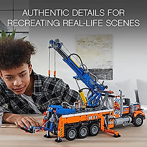 LEGO Technic Heavy-Duty Tow Truck 42128 with Crane Toy Model Building Set, Engineering for Kids Series