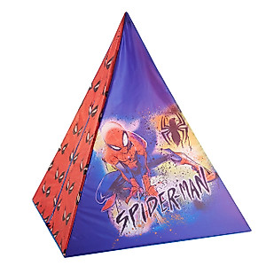Idea Nuova Spiderman 4 Piece Tee Pee Slumber Set with Pillow and String Lights