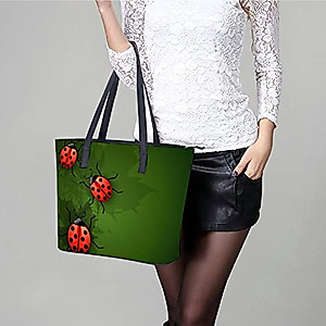 Womens Handbag Ladybug Leather Tote Bag Top Handle Satchel Bags For Lady