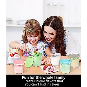 JDPNJSI Containers Replacement for Ninja Creami Pints and Lids - 4 Pack, 16oz Compatible with NC301 NC300 NC299AMZ Series Ice Cream Maker, BPA Free and Dishwasher Safe, Grey/Blue/Pink/Green